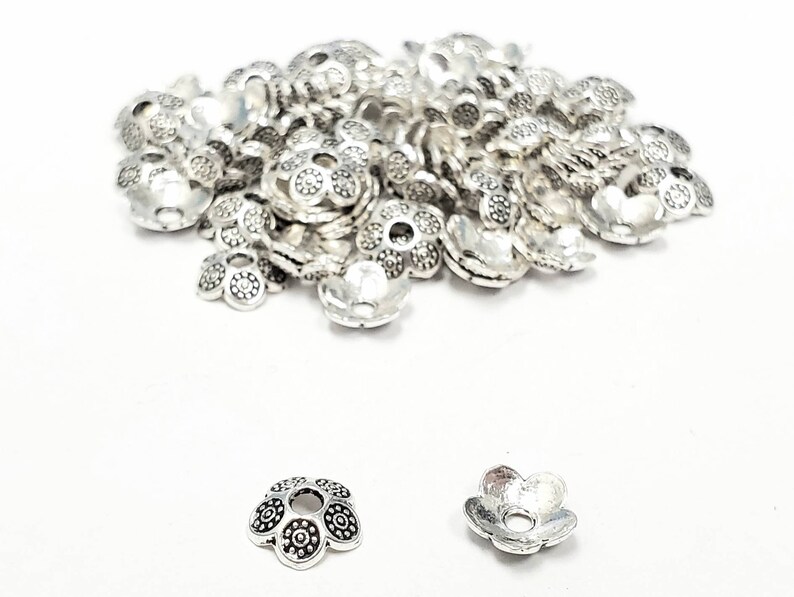 Pewter Bead Caps, 2mm Hole 7.5mm Wide, 8in Strand - Etsy