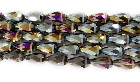 20mm X 10 Mm Chinese Crystal Etched Tear Drop Beads Jet AB | Etsy