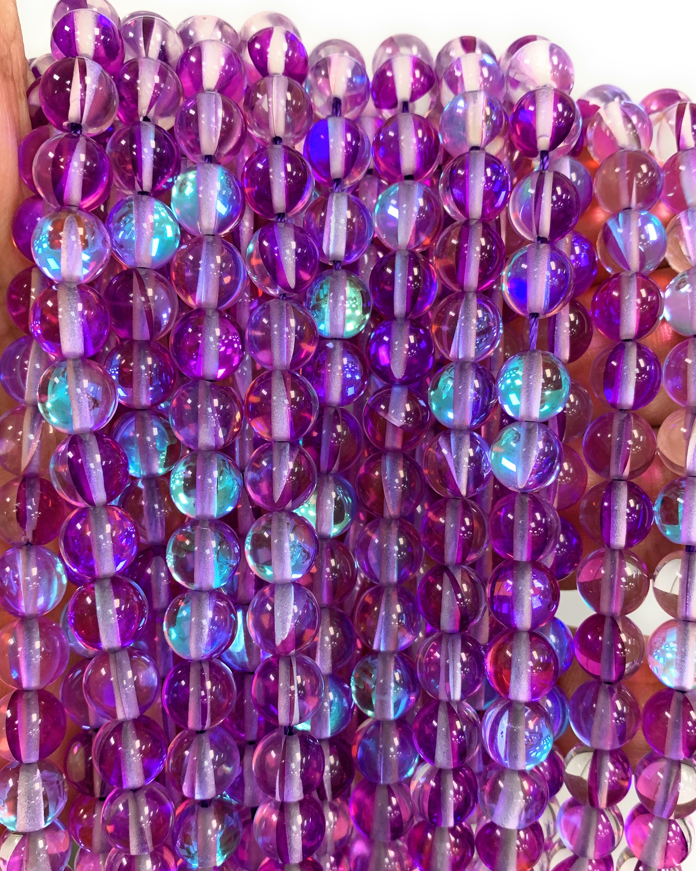 Mystic Aura Quartz Beads, Purple Amethyst Glass, 15 Inch Strand - Etsy