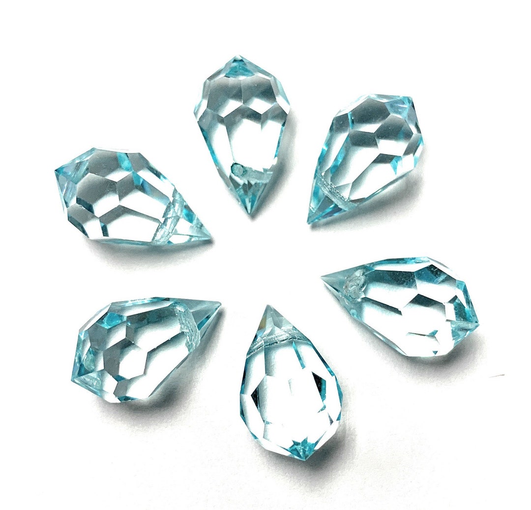 12 Pcs Vintage Preciosa Crystal 15x9 Mm Light Blue Drops. Preciosa MC ...