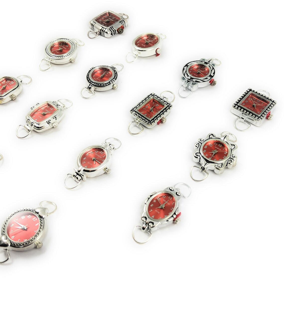 Geneva Elite Red Watch Faces | Loops and Battery Included - Etsy