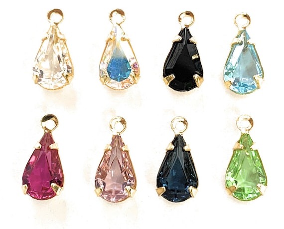 6 Pcs. Swarovski Crystal Tear Drop Rhinestone With Gold Plated - Etsy
