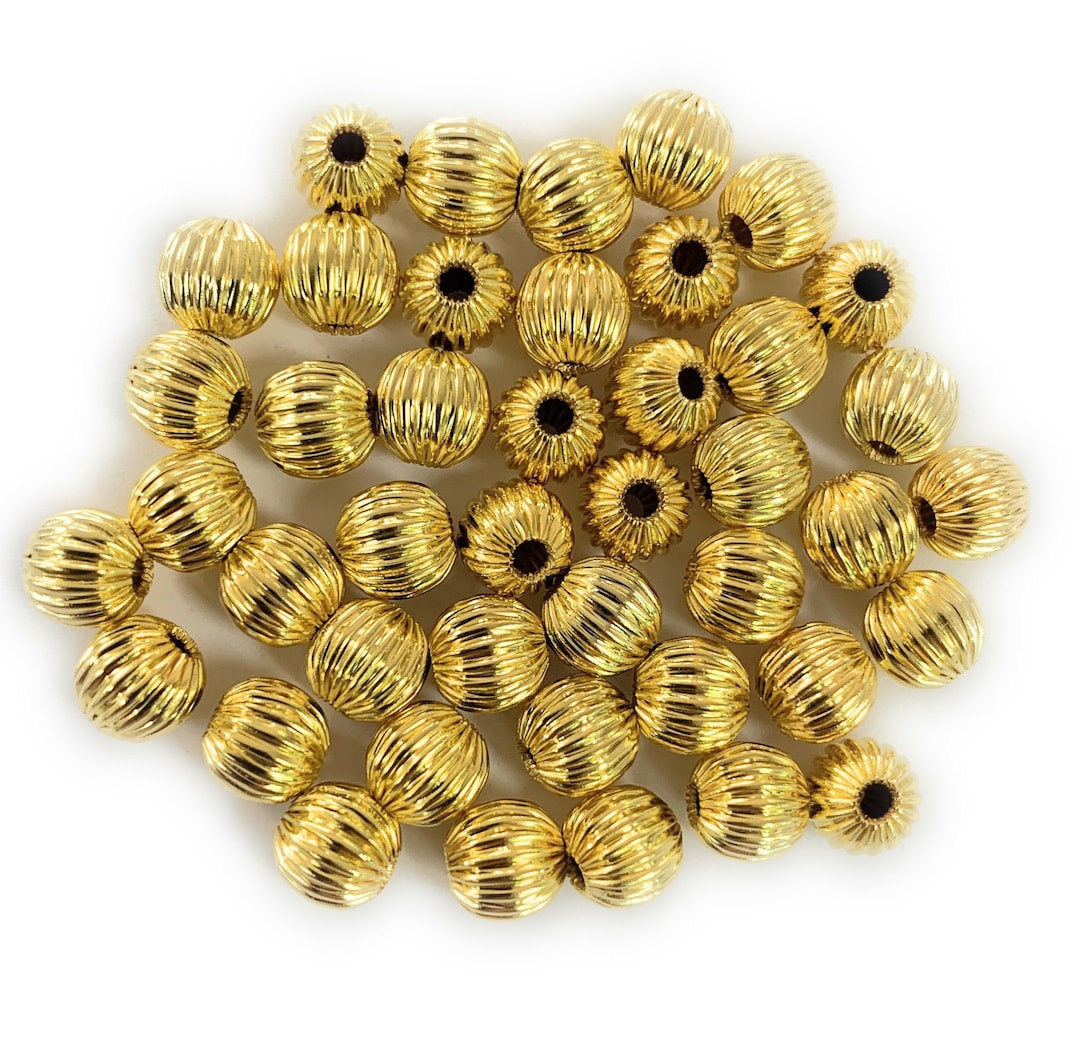 Gold Plated Round Corrugated Beads 6 Mm, 8 Mm, 10 Mm - Etsy