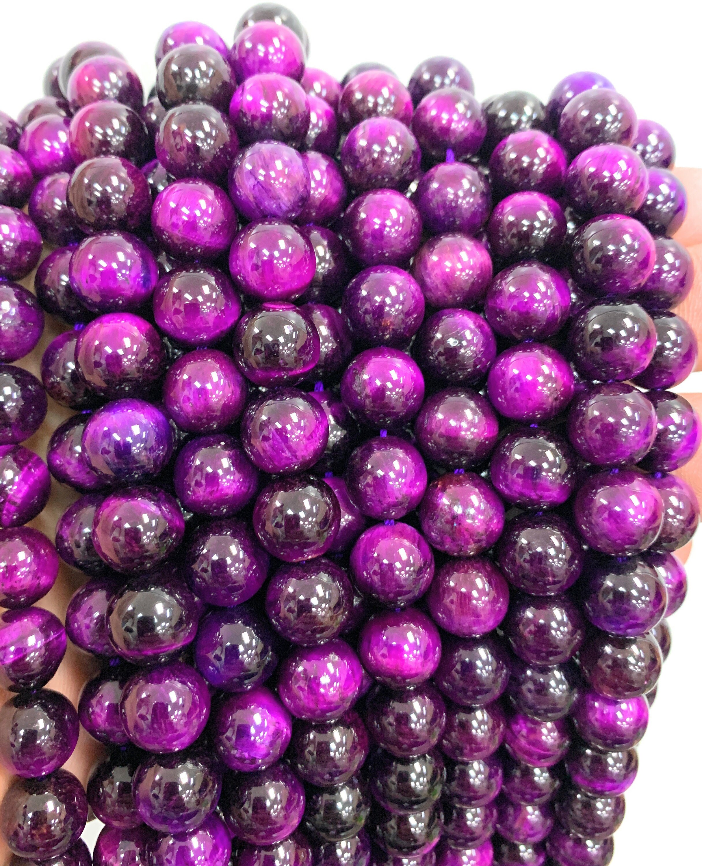 Tigers Eye mystic Purple Gemstone Beads in 6MM 8MM 10MM - Etsy