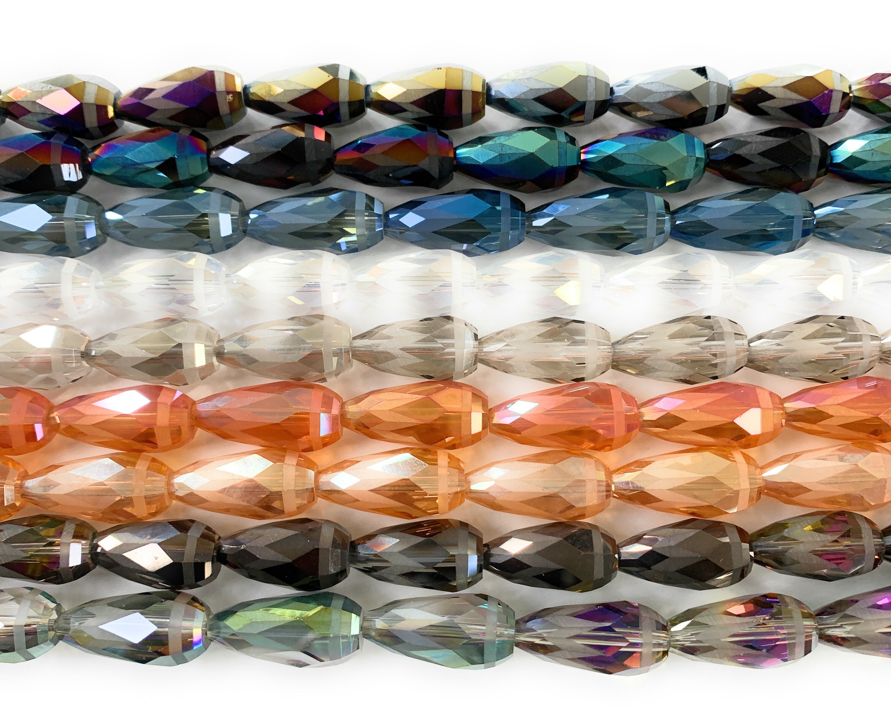 20mm X 10 Mm Chinese Crystal Etched Tear Drop Beads Jet AB Color 16 ...