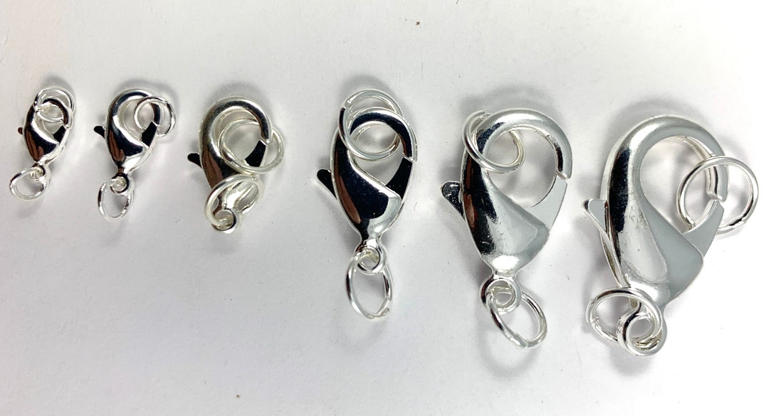 Silver Plated Lobster Locks 10mm, 12mm, 15mm, 18mm, 22mm, 27mm, Trigger ...