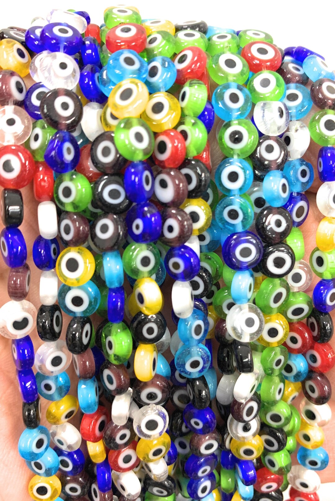 Multi Color Evil Eye Beads Round Lamp Work Glass Beads 6 Mm, 8 Mm - 15 ...