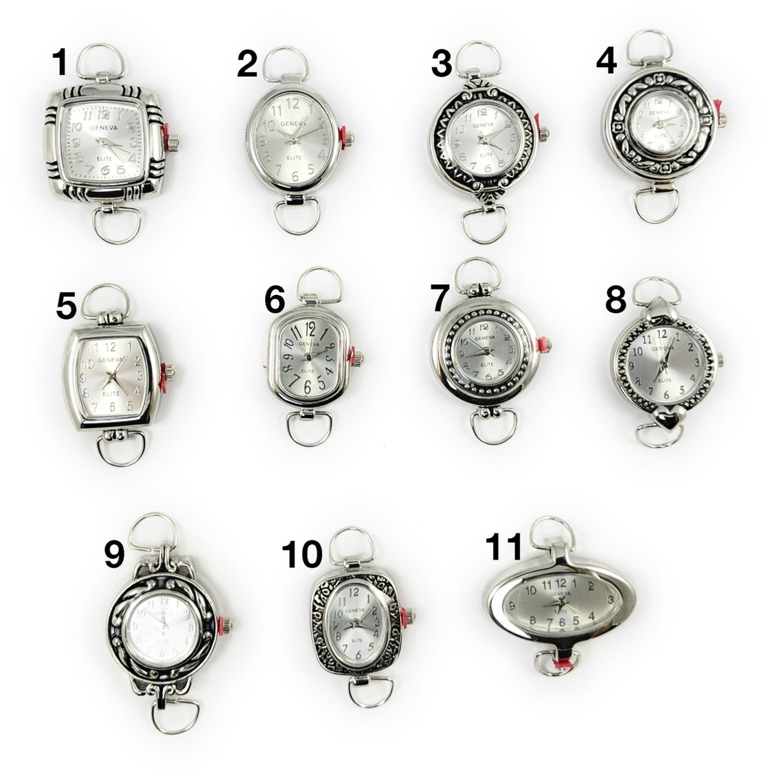 Geneva Elite Silver Watch Faces | Loops and Battery Included - Etsy