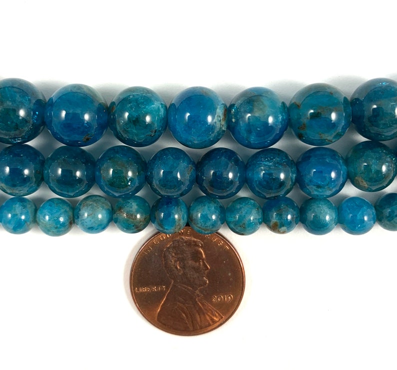 Round Neon Apatite Beads, Natural Apatite 6mm, 8mm, 10mm - 15 Inch ...