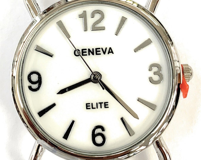 Geneva Elite Silver Watch Faces | Loops and Battery Included - Etsy