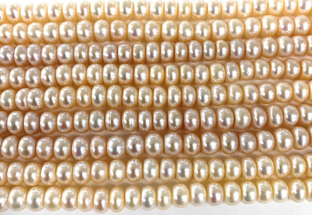 8mm Natural Freshwater Pink Button Shape Pearls 15 Inch Strand. - Etsy