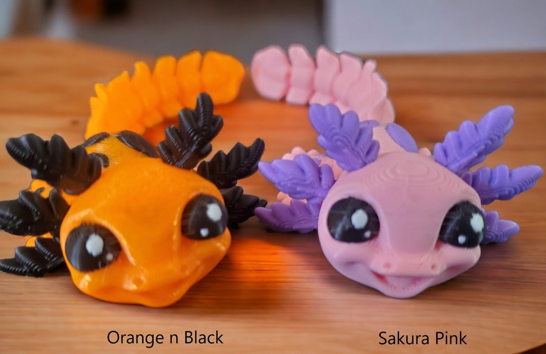 3D Printed Articulated Baby Axolotl Cute Axolotl Fidget Toy Sensory ...