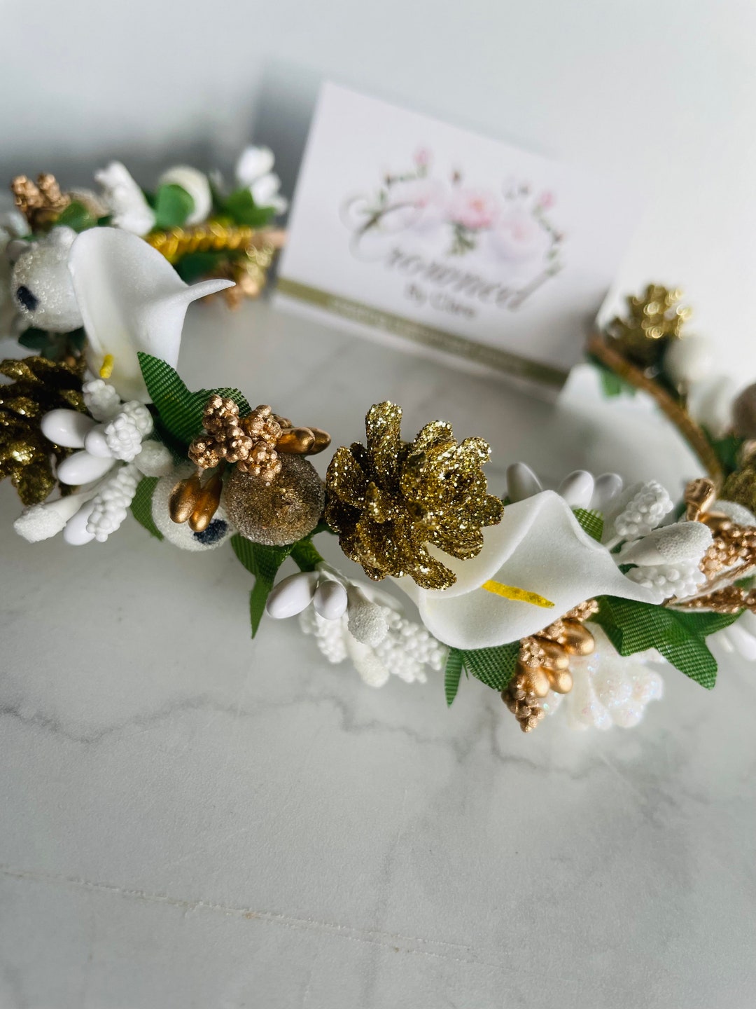 Mistletoe Gold and White Christmas Headband - Etsy UK