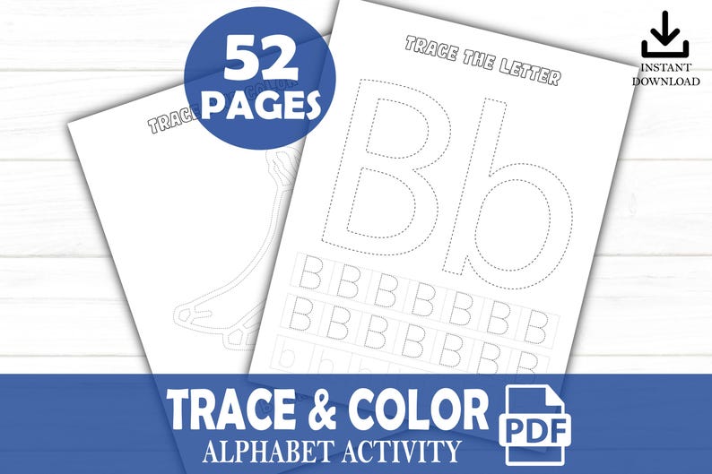 Letter Tracing and Coloring Worksheets, 52-page Printable PDF for Kids ...