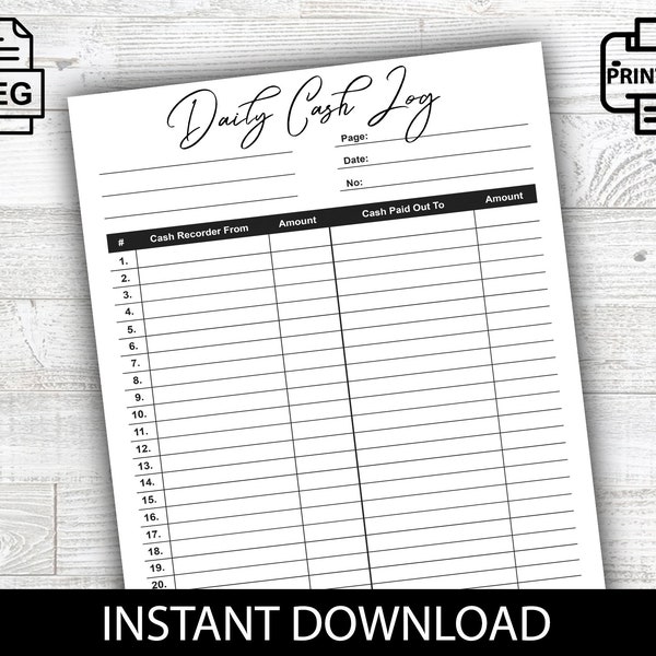 Cash Register Daily Log - Etsy