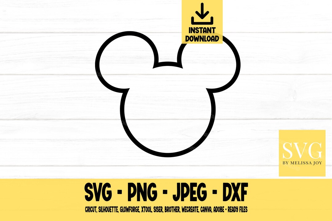 Mouse Outline Svg, Mouse Head, Mouse Ears, Mouse Head, Svg, Png, Dxf ...