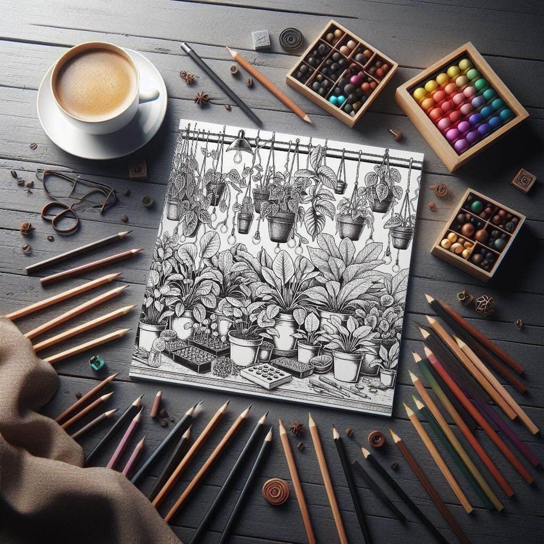 Houseplants Coloring Book, 110 Pages, Printable Coloring Pages ...