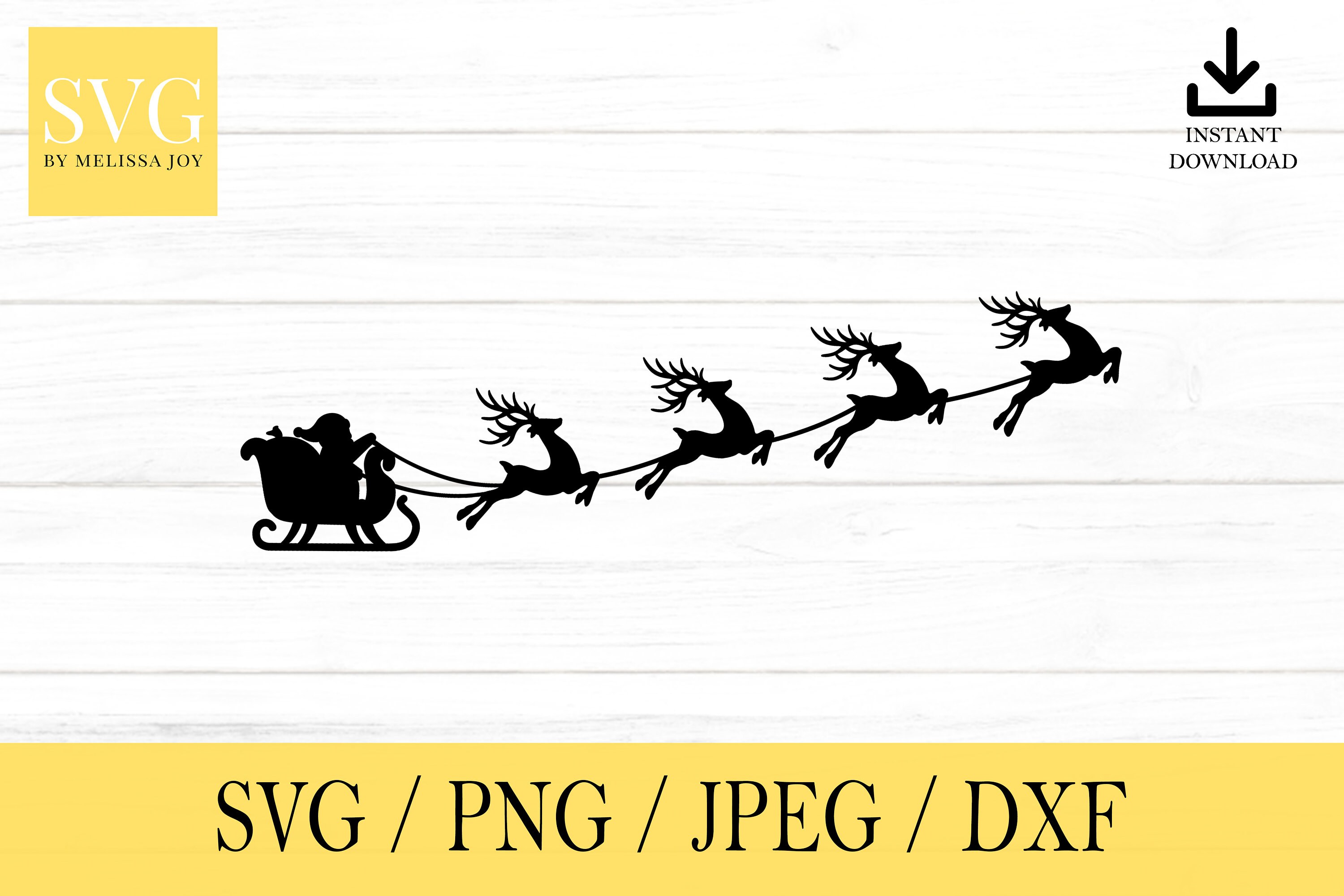 Santa Sleigh Svg, Holiday SVG, Christmas Svg, Png, Dxf, Jpeg, Digital ...