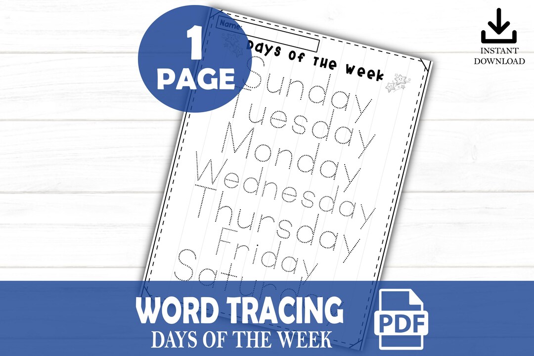 Days of the Week Worksheet, Printable PDF for Kids, Learning Activity ...