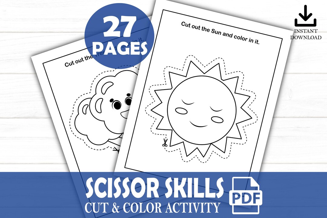 Scissor Skills Worksheets for Kids, Printable PDF, Fun Cutting ...