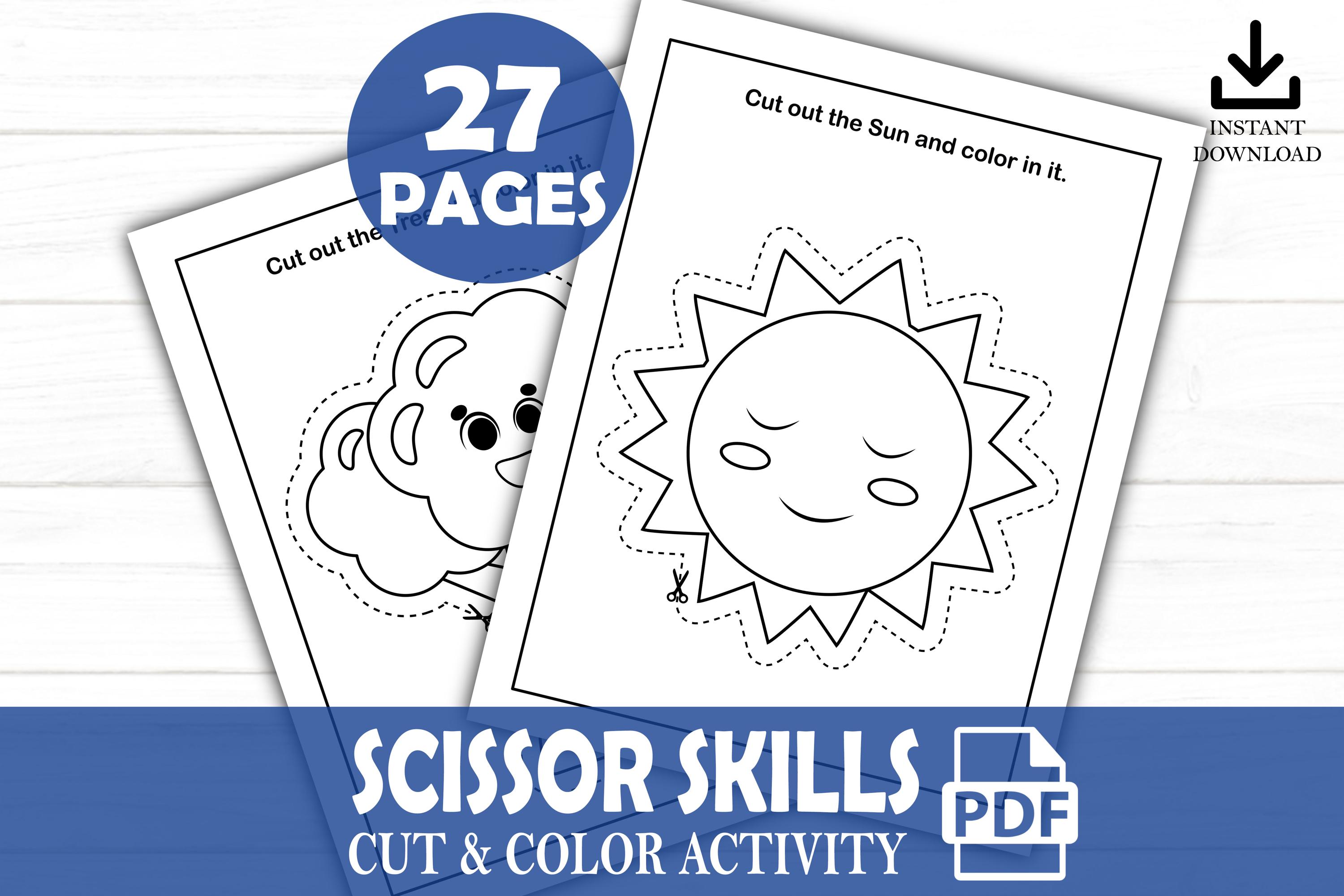 Scissor Skills Worksheets for Kids, Printable PDF, Fun Cutting ...