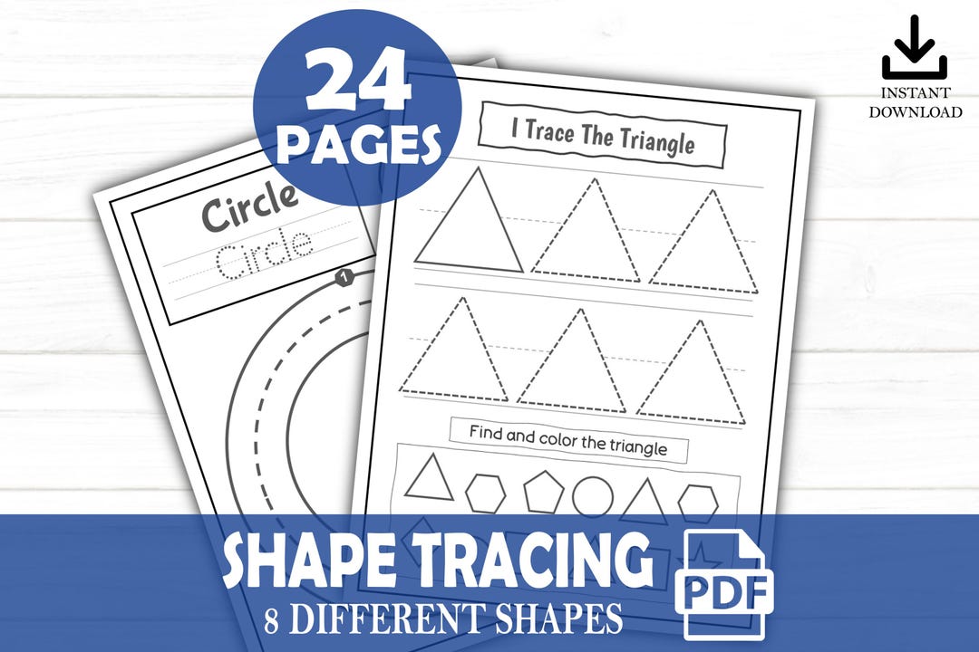 Shape Tracing Worksheets, Printable PDF for Kids, Preschool ...
