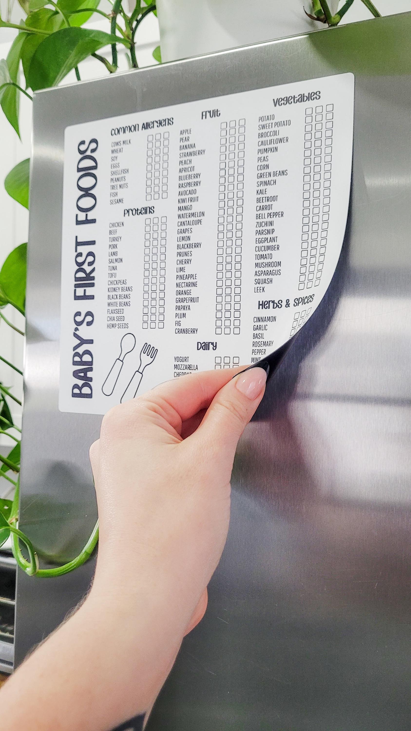 Baby’s First 100 Foods Checklist Magnet, 8X8 Inch, Baby-led Weaning ...