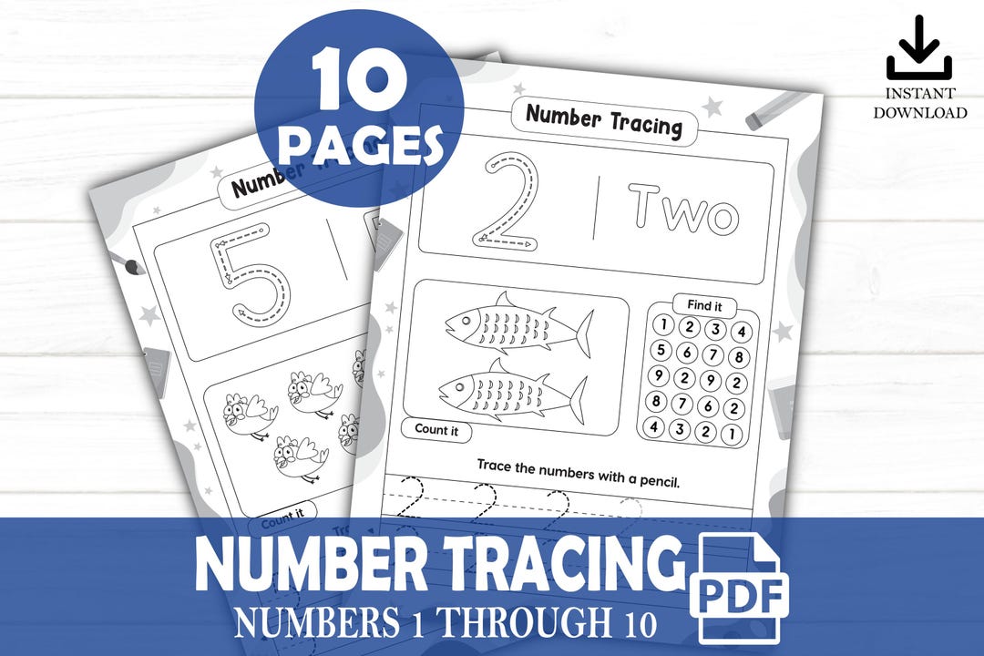 Number Tracing Worksheets 1-10, Printable PDF for Kids, Number Writing ...