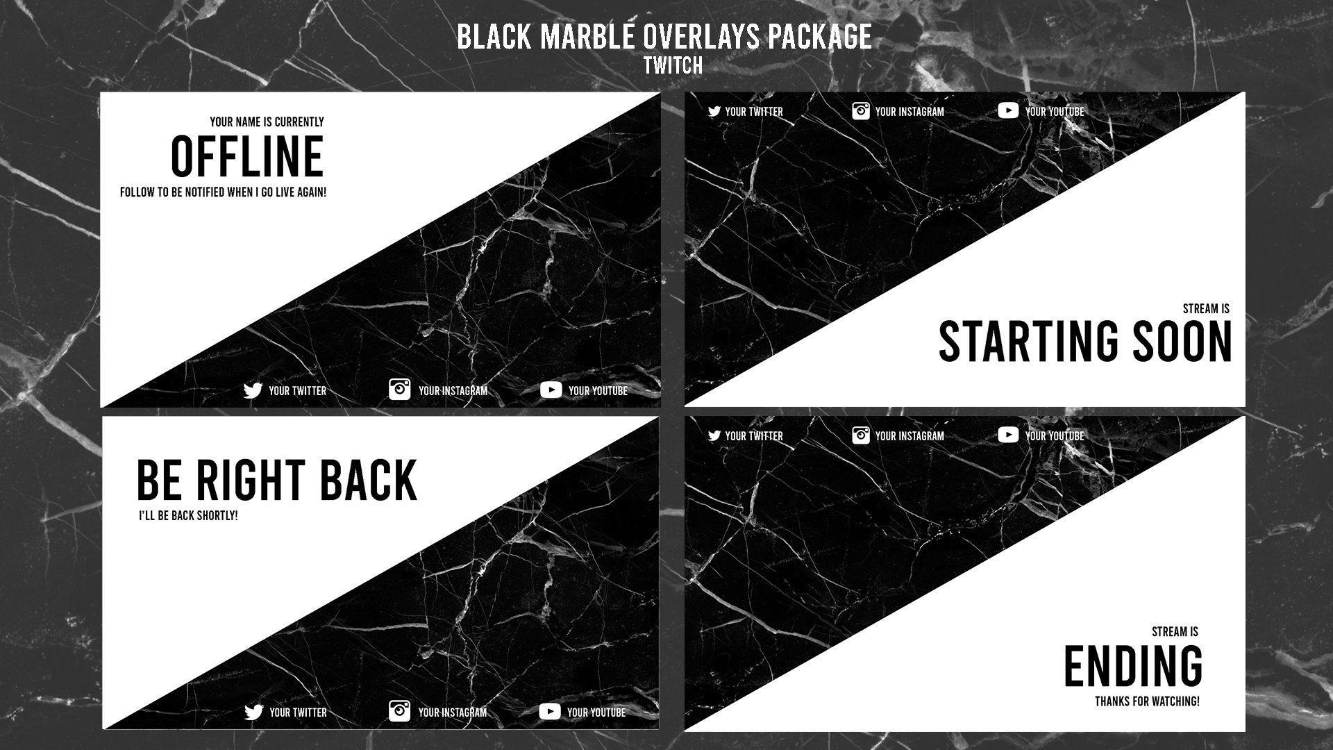 Black Marble Twitch Overlays - Etsy