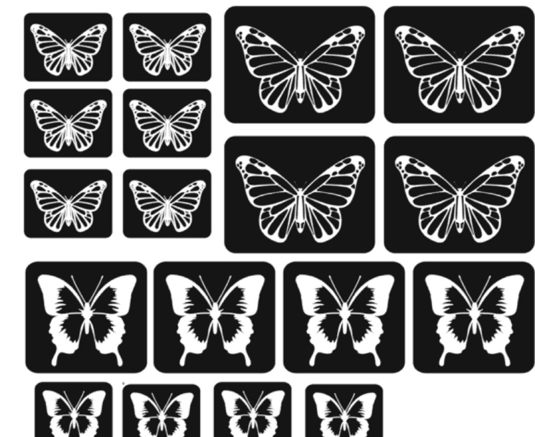 Butterfly Stencil Pack of 18 Various Sized Butterflies Suitable for ...