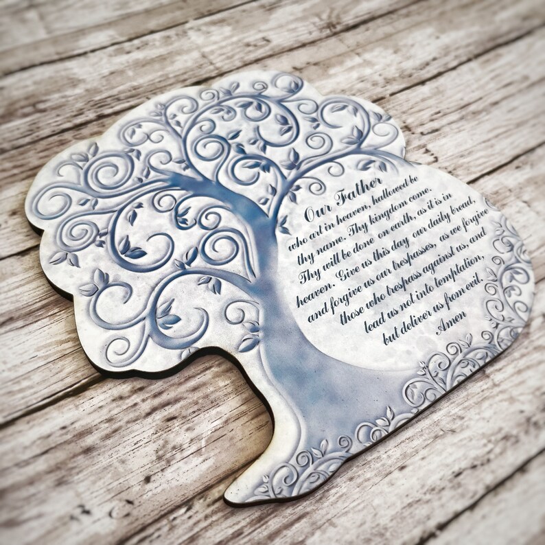 Our Father Prayer Plaque, Tree of Life With Traditional Our Father ...