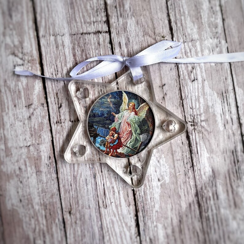 Guardian Angel Nursery Medal With Star Shape and White Ribbon - Etsy