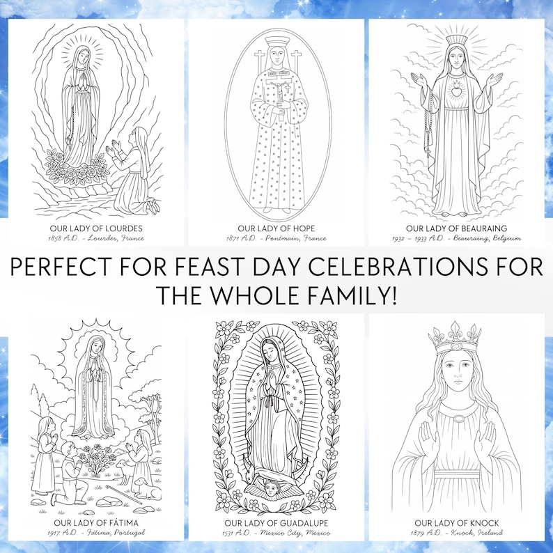 Marian Apparitions Coloring Pages: Catholic Prayer Activity (PDF ...