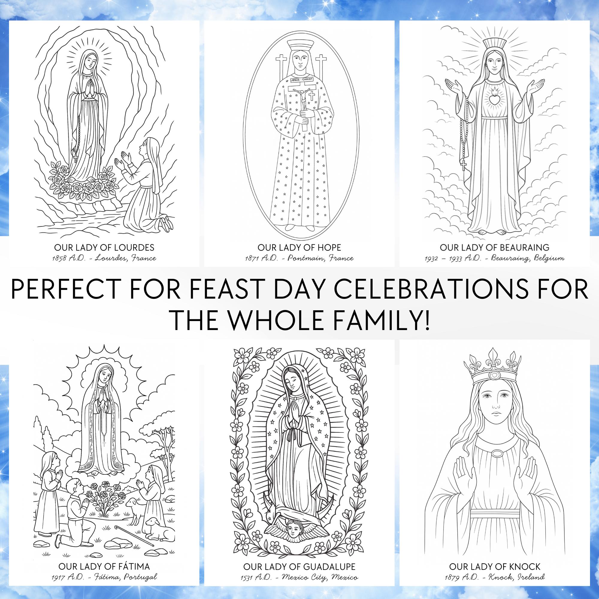 Marian Apparitions Coloring Pages: Catholic Prayer Activity (PDF ...