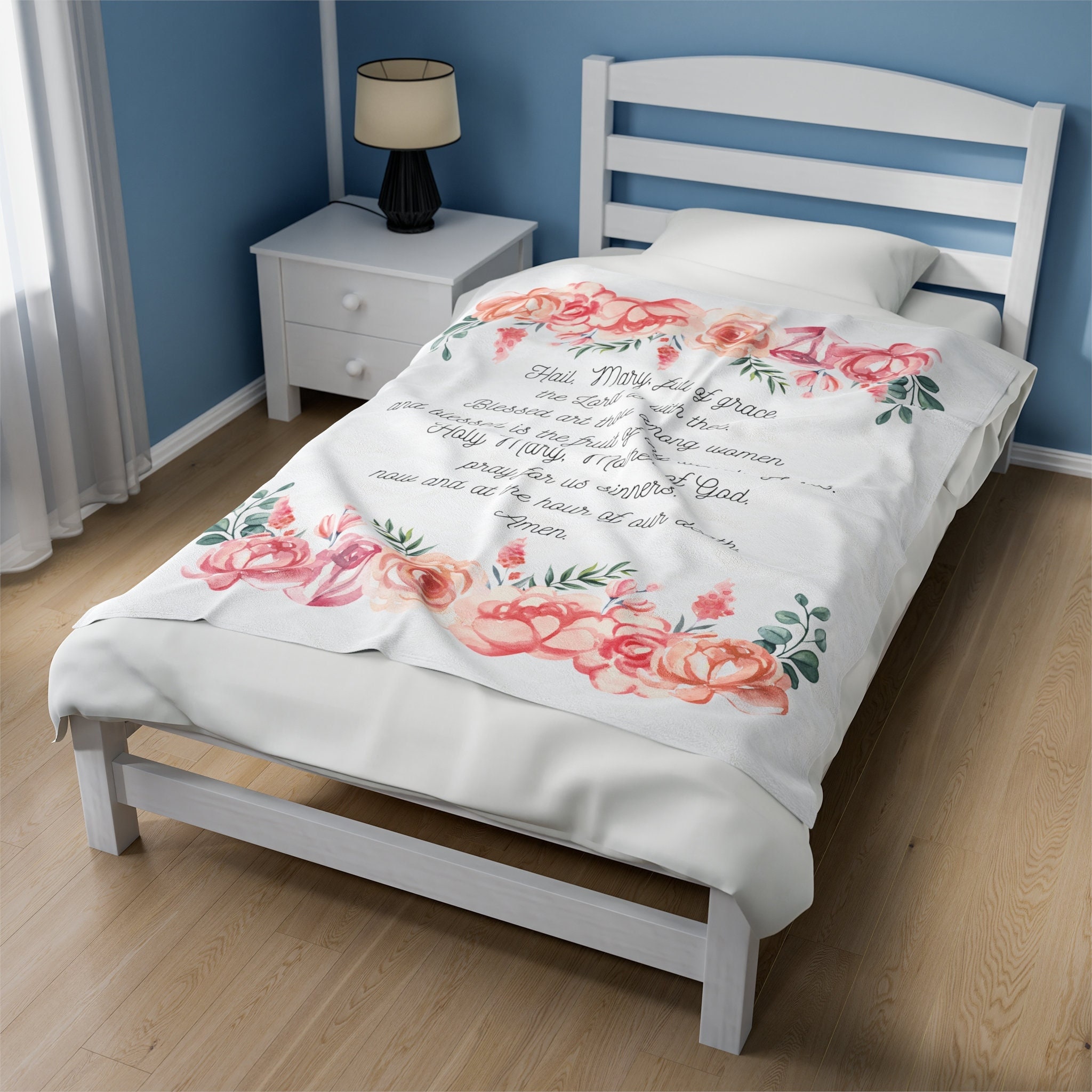 Hail Mary Prayer Plush Throw Blanket, Inspirational Catholic Christian ...