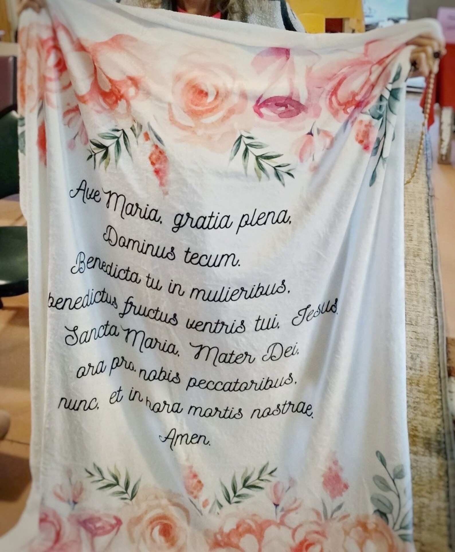 Hail Mary Prayer Plush Throw Blanket, Inspirational Catholic Christian ...