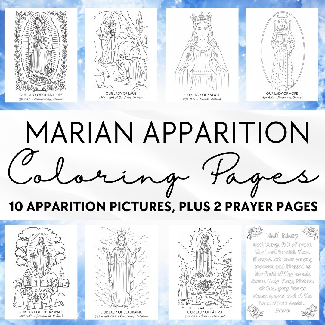 Marian Apparitions Coloring Pages: Catholic Prayer Activity (PDF ...