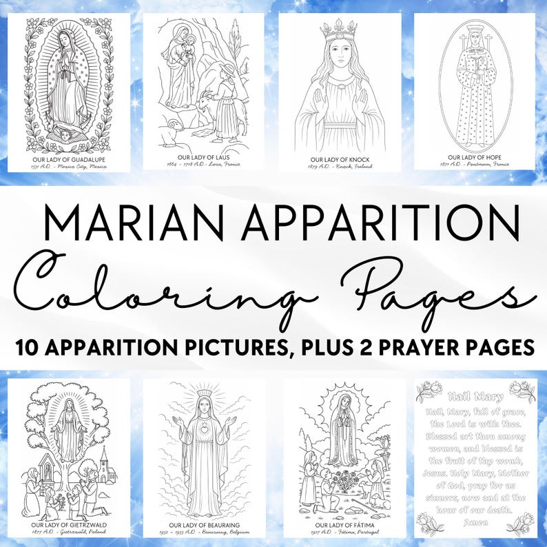 Marian Apparitions Coloring Pages: Catholic Prayer Activity (PDF Download) - Etsy