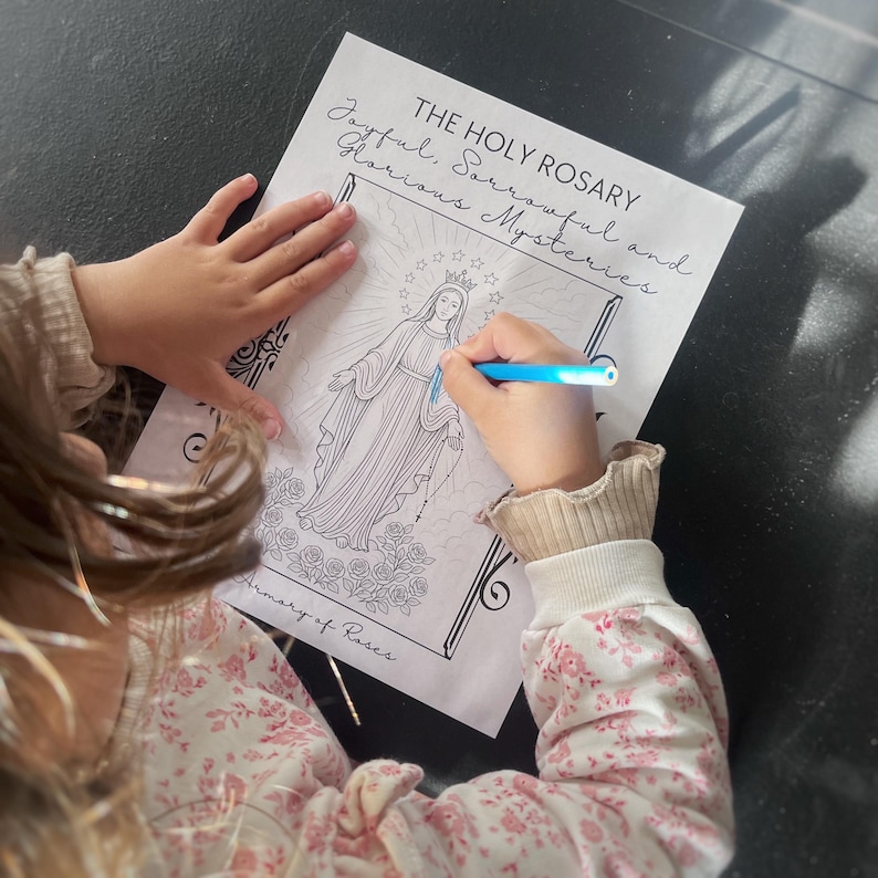 Traditional Holy Rosary Coloring Pages | 25 Printable Catholic Coloring ...