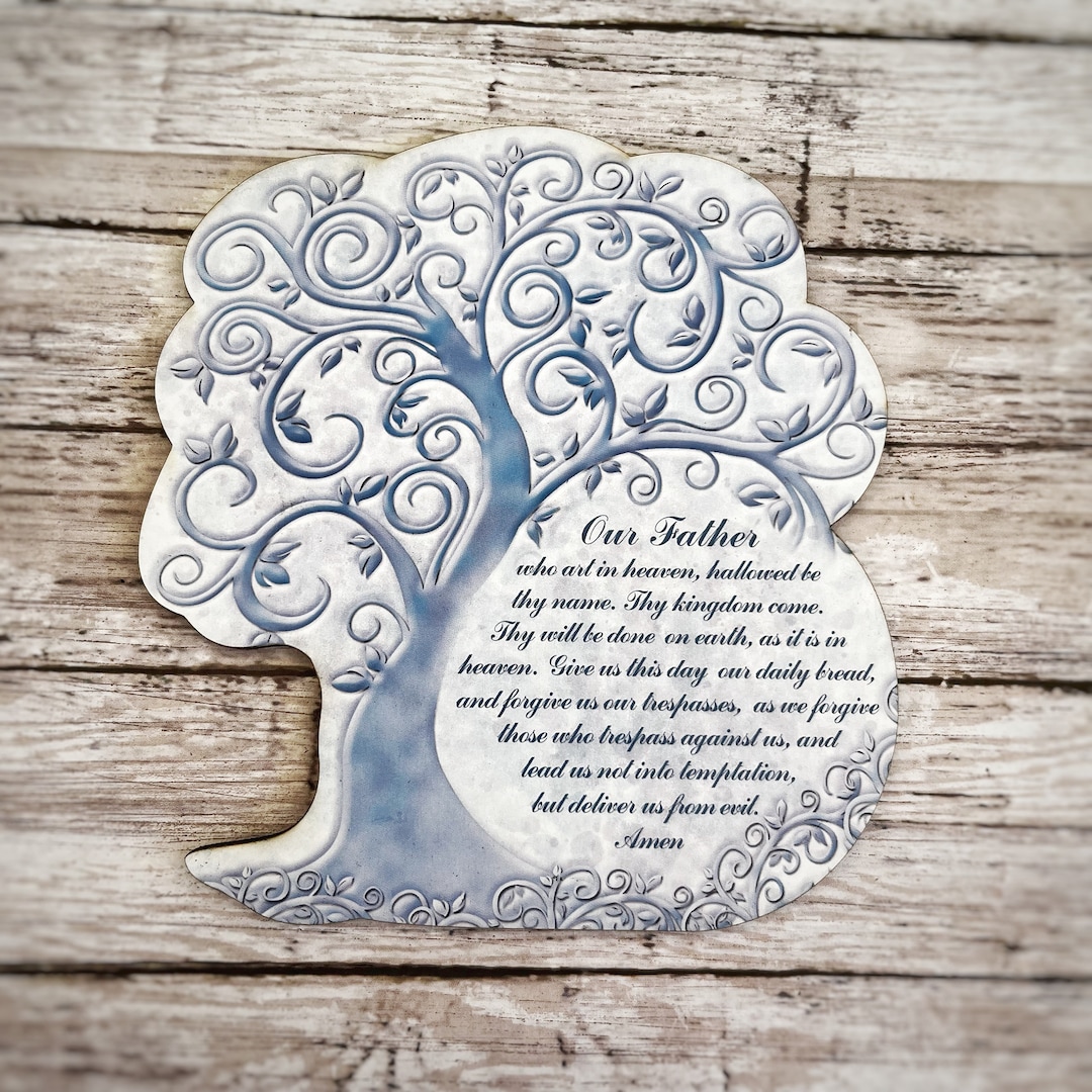 Our Father Prayer Plaque, Tree of Life With Traditional Our Father ...