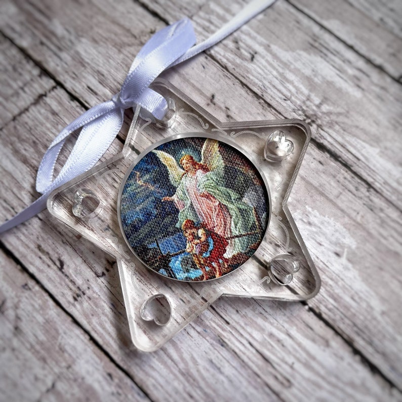 Guardian Angel Nursery Medal With Star Shape and White Ribbon - Etsy