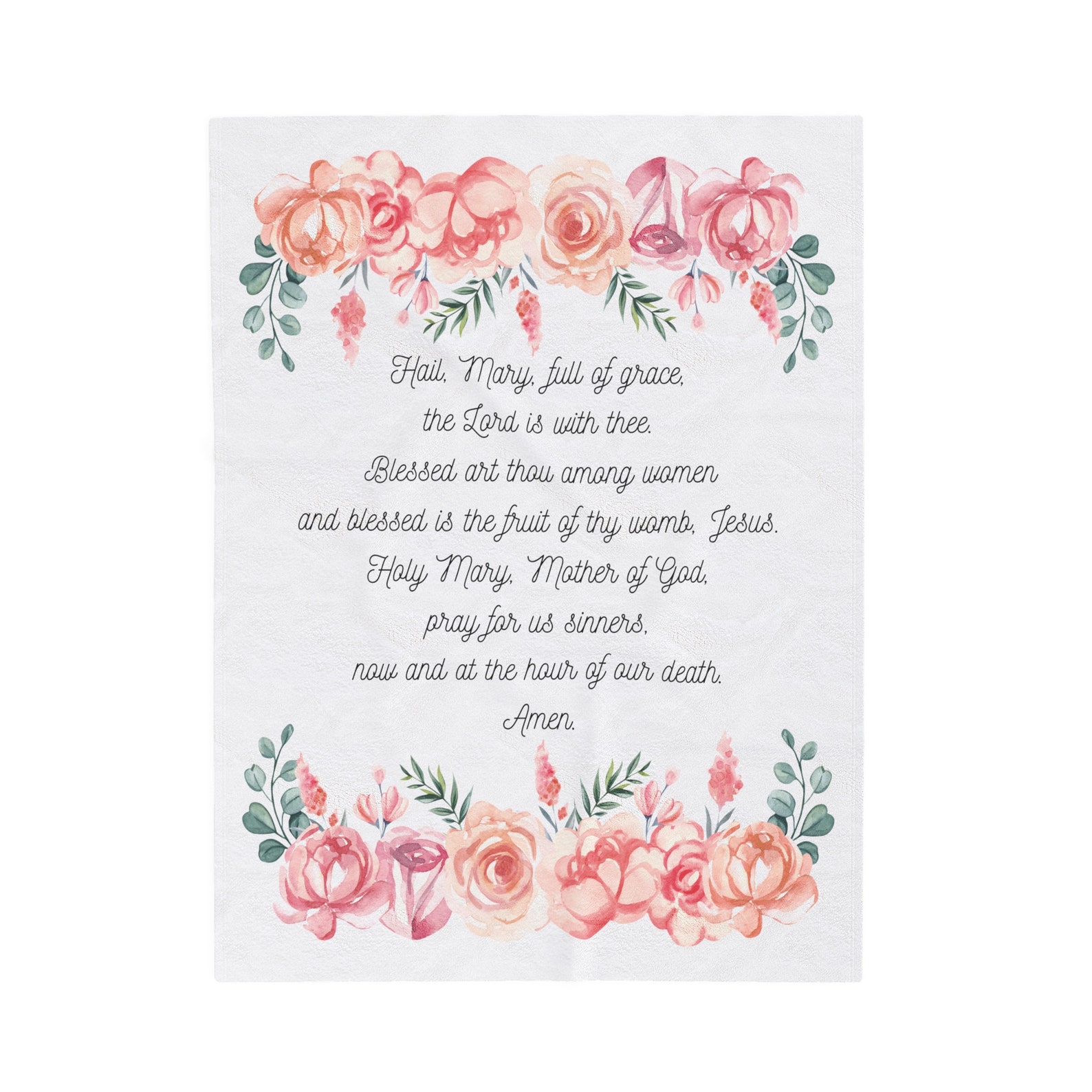 Hail Mary Prayer Plush Throw Blanket, Inspirational Catholic Christian ...