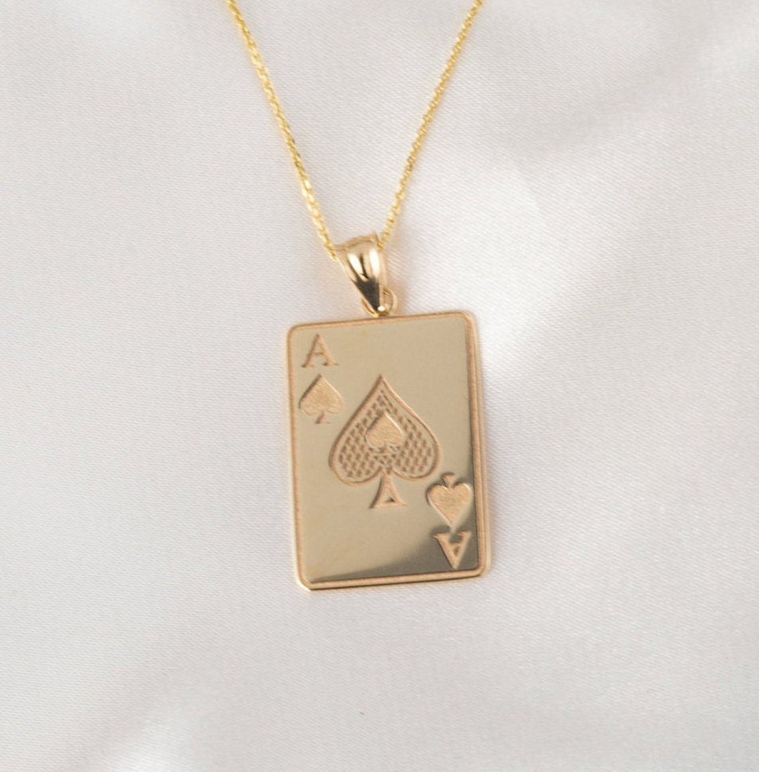 Solid Gold 14K & 10K Personalized Engravable NAME Ace of Spades Lucky ...