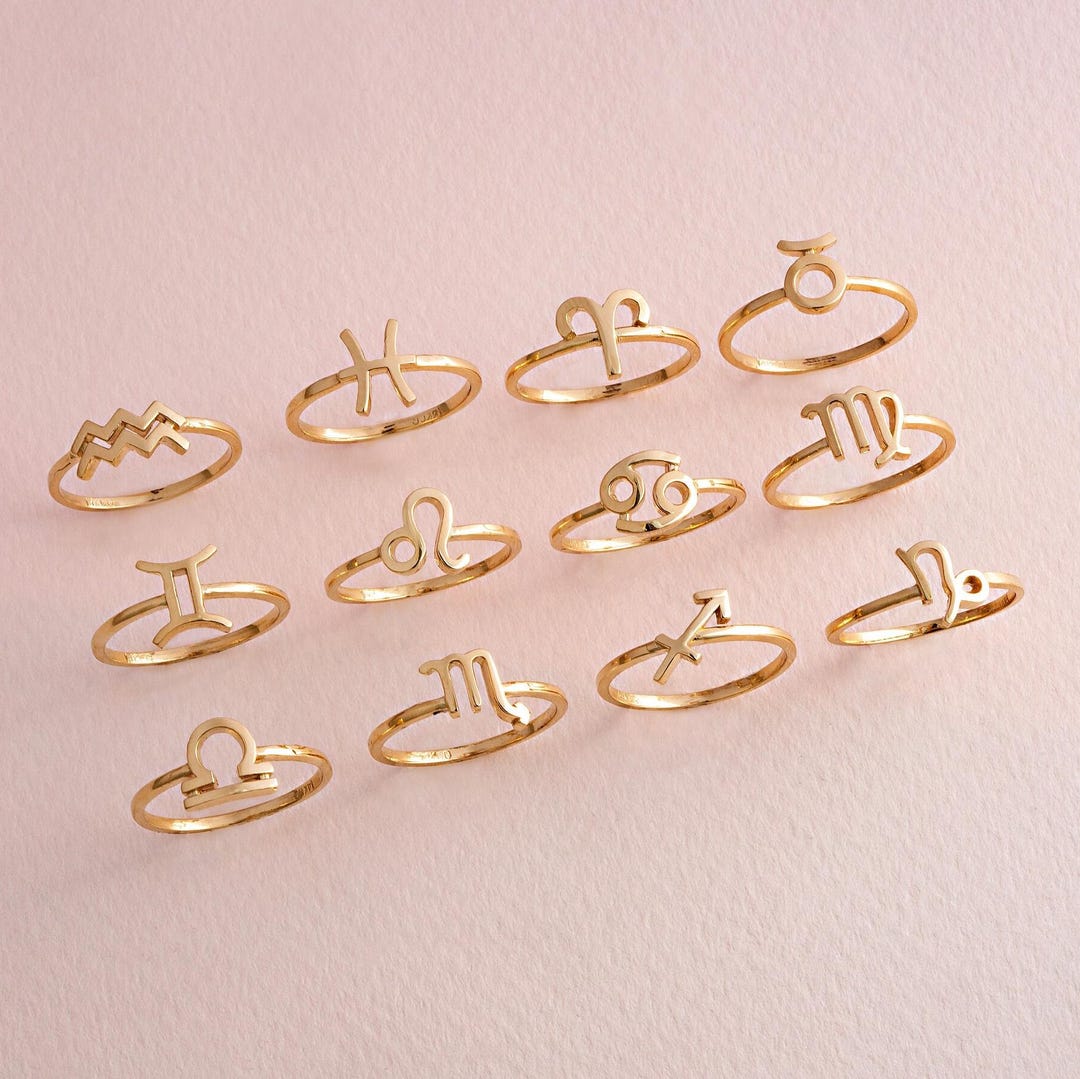 Gold Personalized Zodiac Sign Ring available in Yellow/rose/white Gold ...
