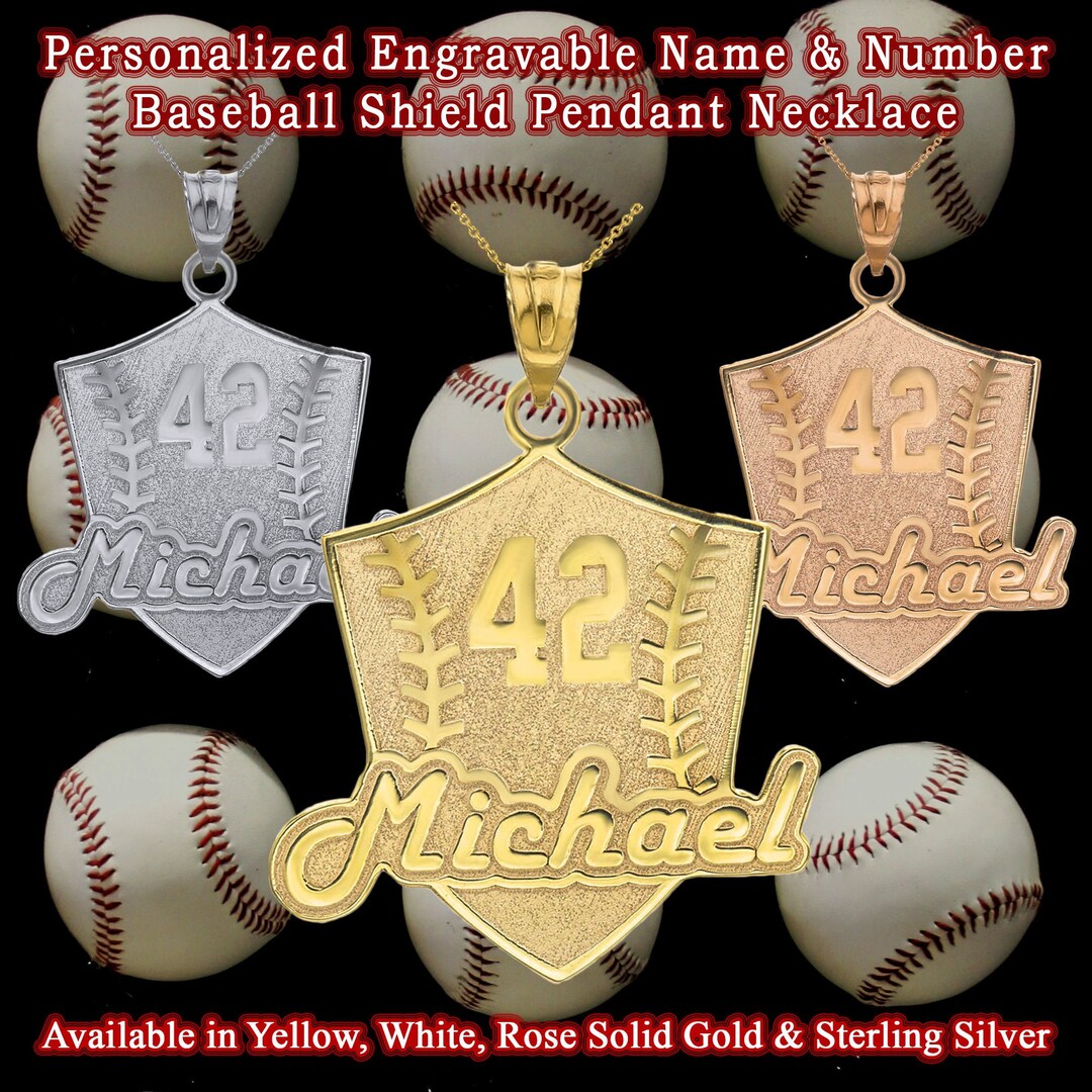 Customizable Engravable Baseball Shield Necklace With Number and Name ...