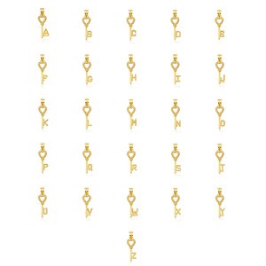 14k Gold Heart Lock & Key Letter Initial Love Pendant Necklace - Etsy