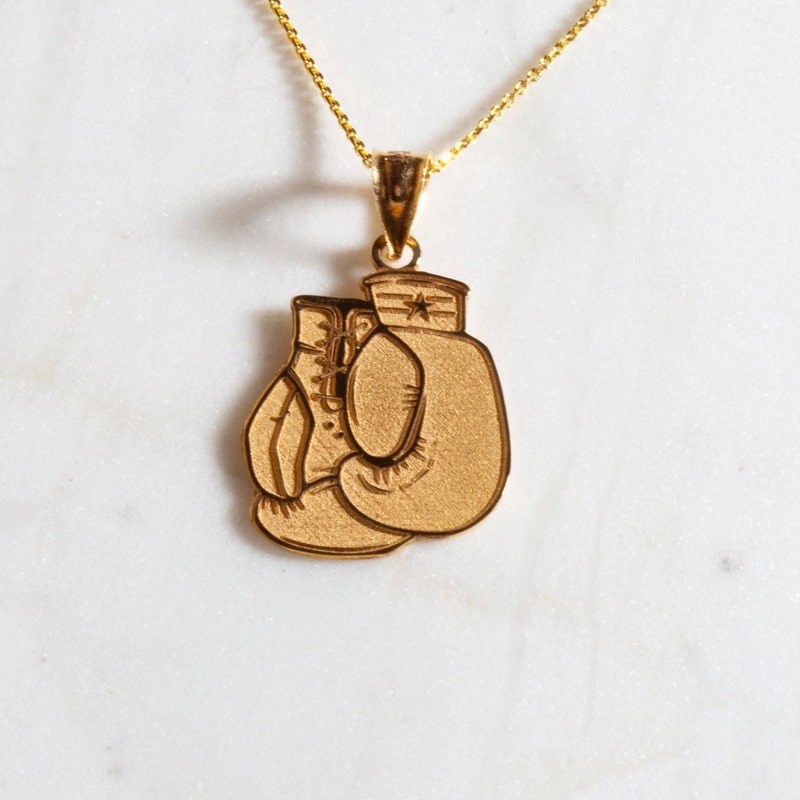 925 Silver Boxing Gloves Necklace - Etsy