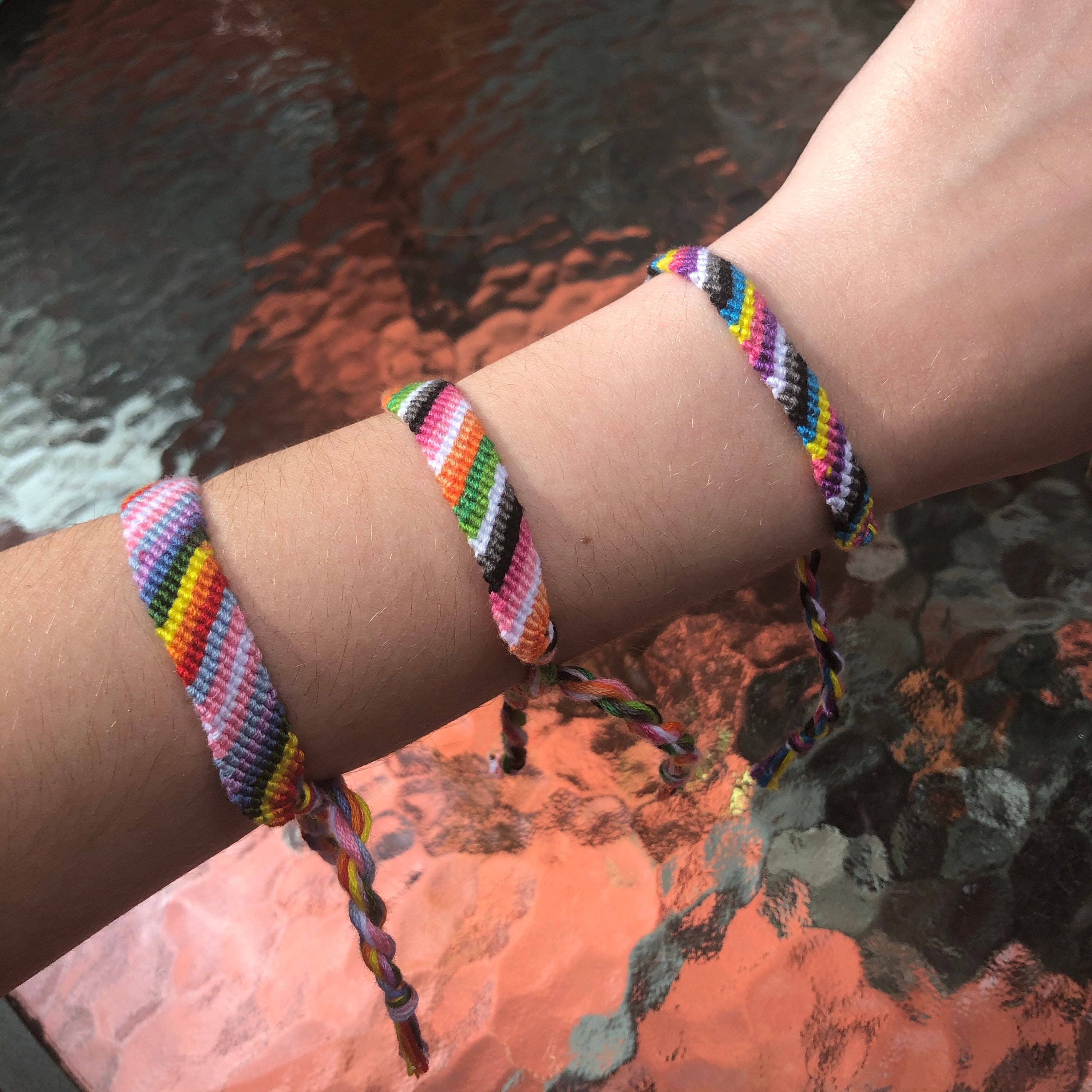 Custom Lgbtq Double Pride Flag String Bracelet Etsy Australia