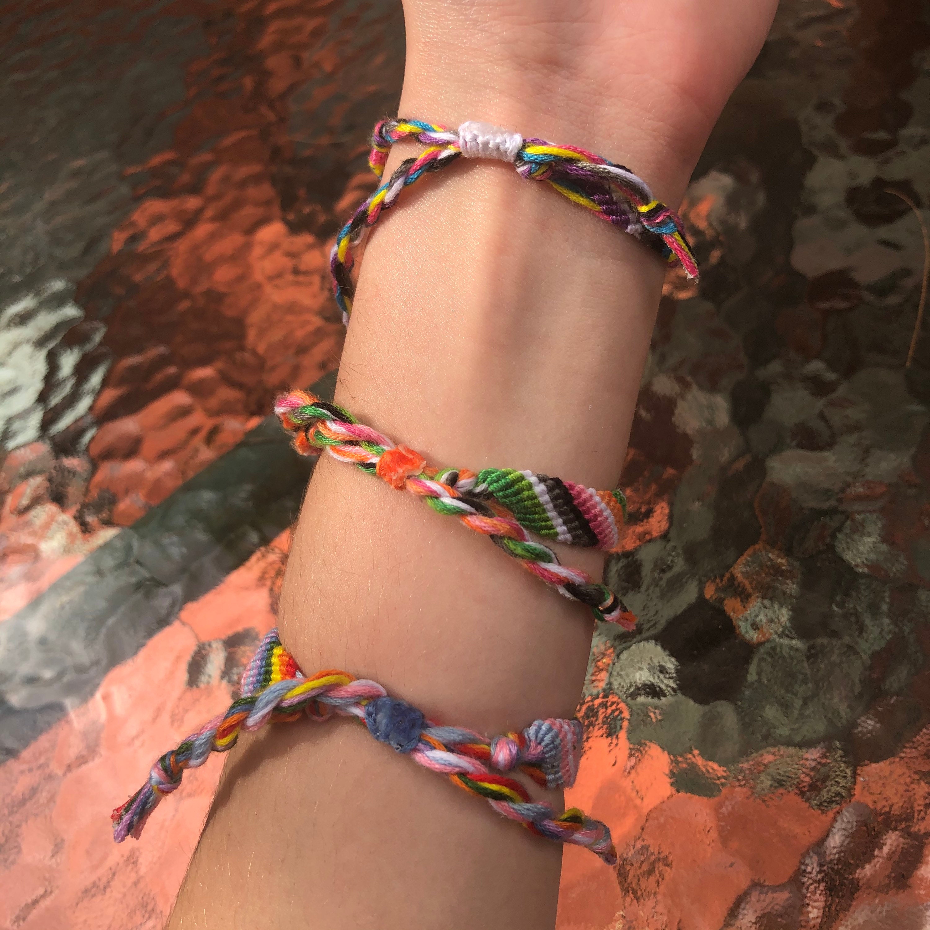Custom Lgbtq Double Pride Flag String Bracelet Etsy Australia