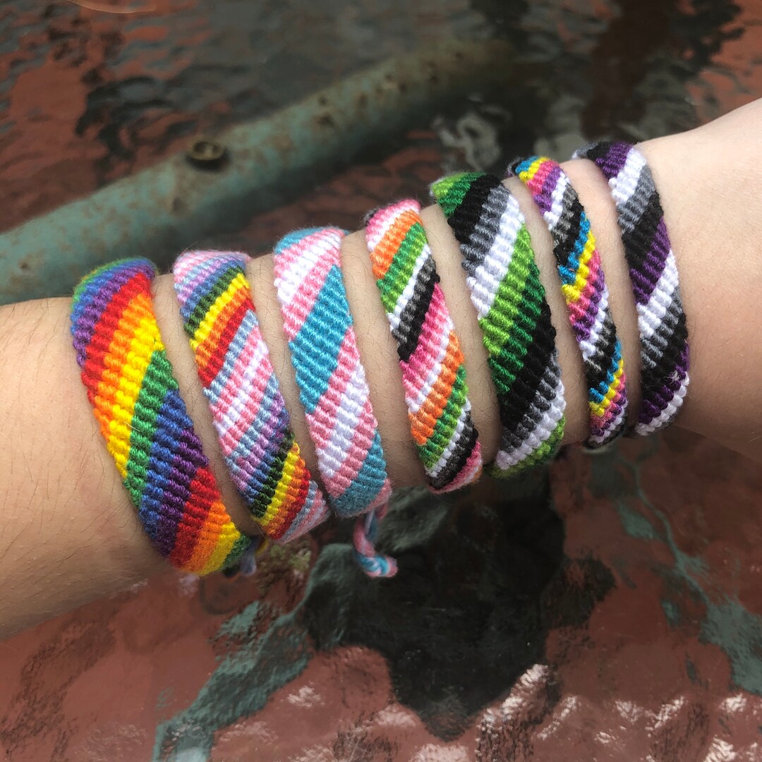Custom LGBTQ+ Double Pride Flag String Bracelet - Etsy
